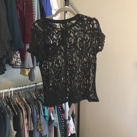Poof! | Tops | Poof Laced Sheer Top | Poshmark